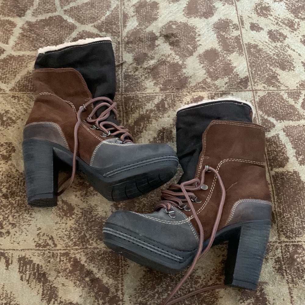 Diesel Shearling Sherpa Charles Platform Booties - Gem